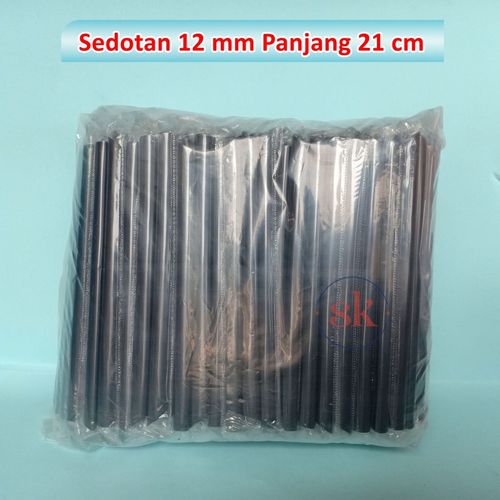 Sedotan Bubble 12 mm Panjang 21 cm Hitam | Sarana Kemasan