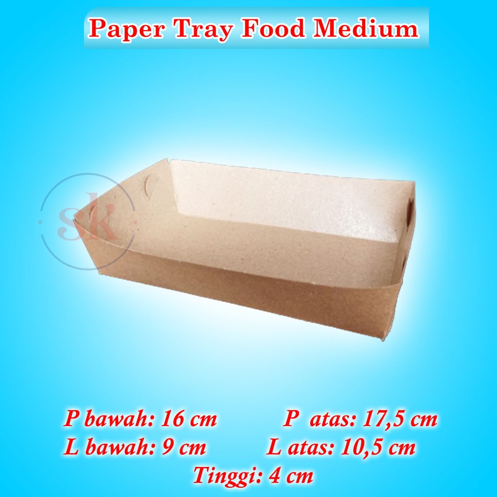 Paper Tray Food Alas Makanan Coklat Lipat Medium | Sarana Kemasan